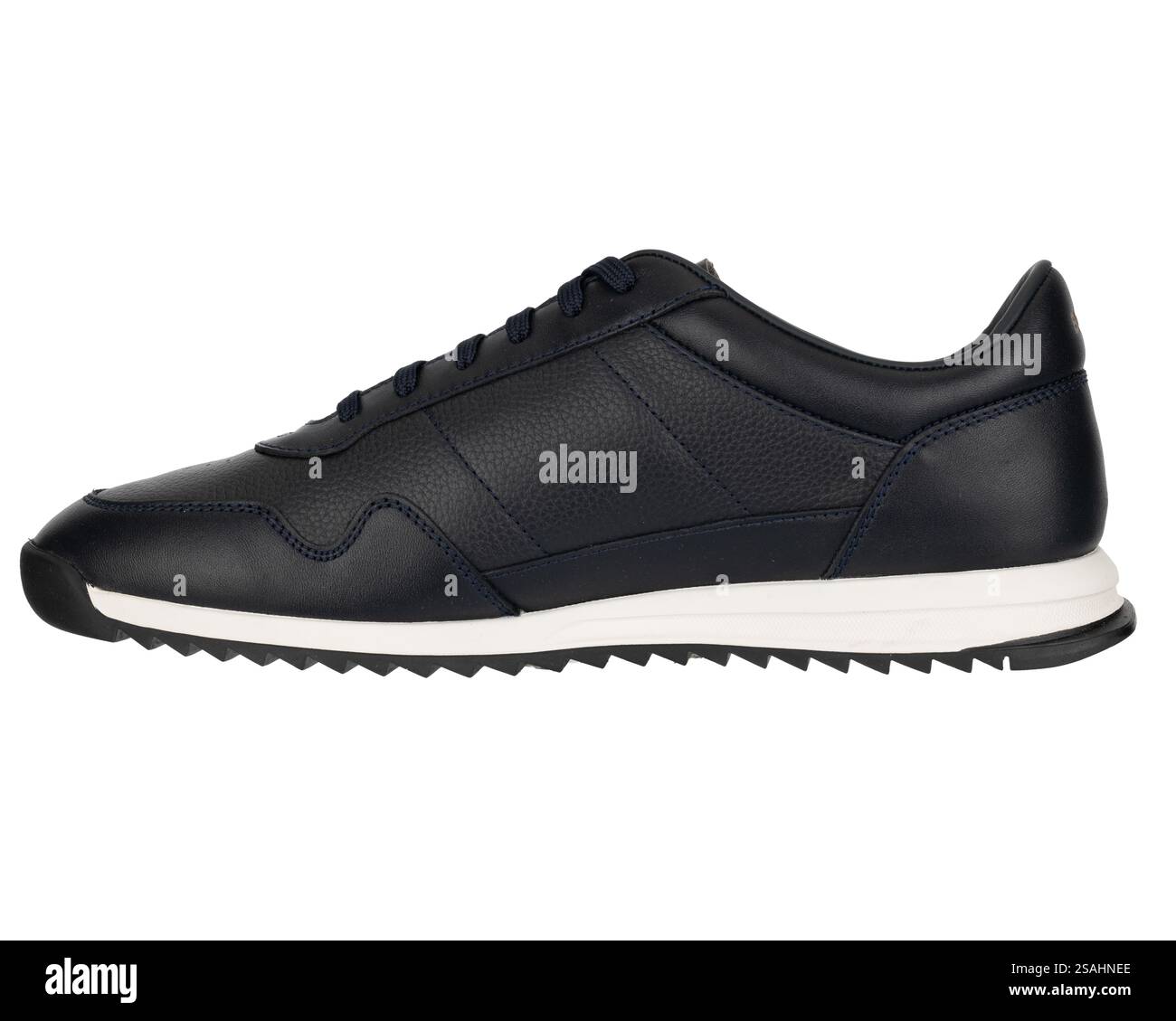 Black Leather Sneaker Side View Stock Photo - Alamy