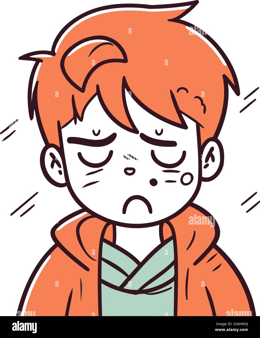 Illustration of a boy suffering from a cold and sore throat Stock ...