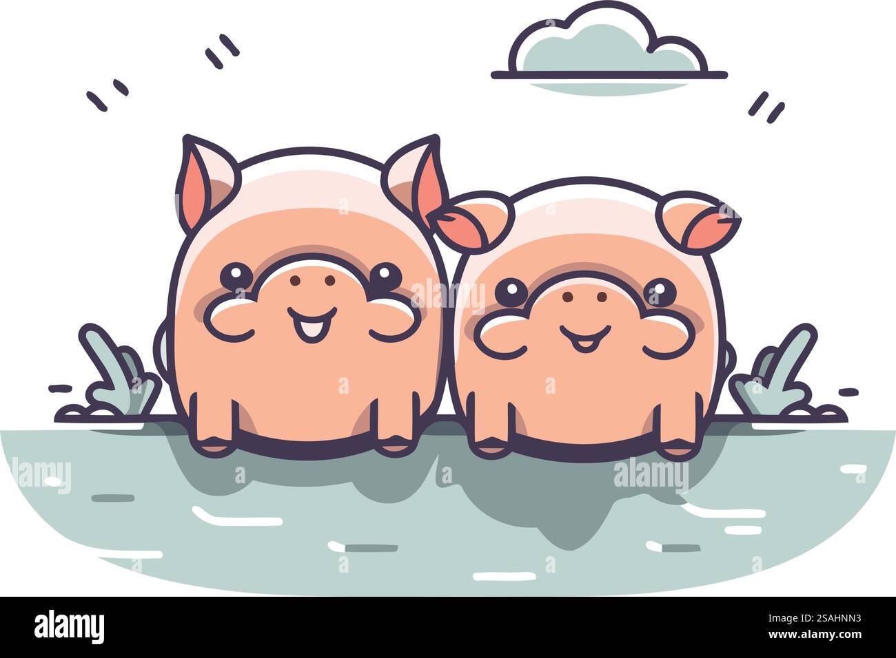 Cute pig cartoon vector illustration. Cute pig character design Stock ...