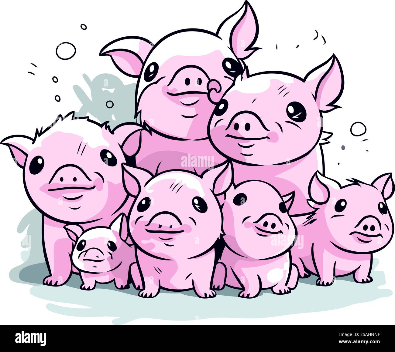Cartoon pig family. Vector illustration of a group of pigs Stock Vector ...