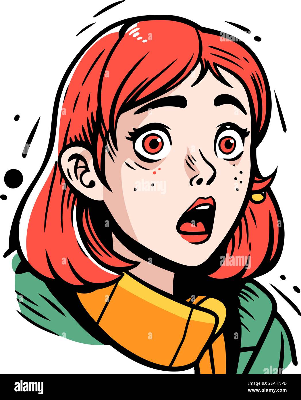 Surprised woman face. Vector illustration in cartoon comic style Stock ...