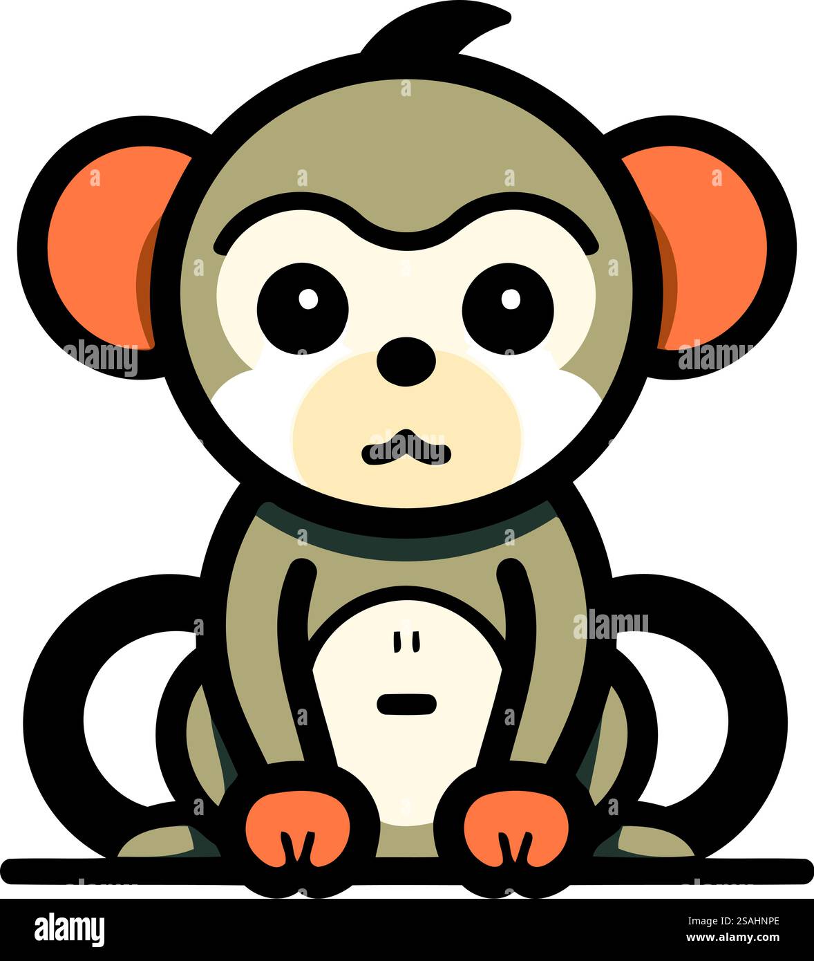 Cute monkey sitting on the floor. Vector illustration in flat style ...