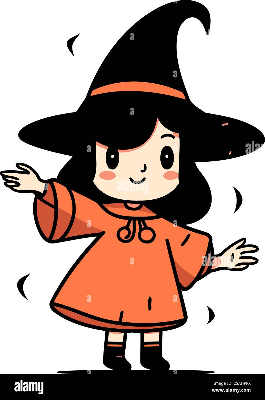 Cute little girl in halloween costume. Vector illustration Stock Vector ...