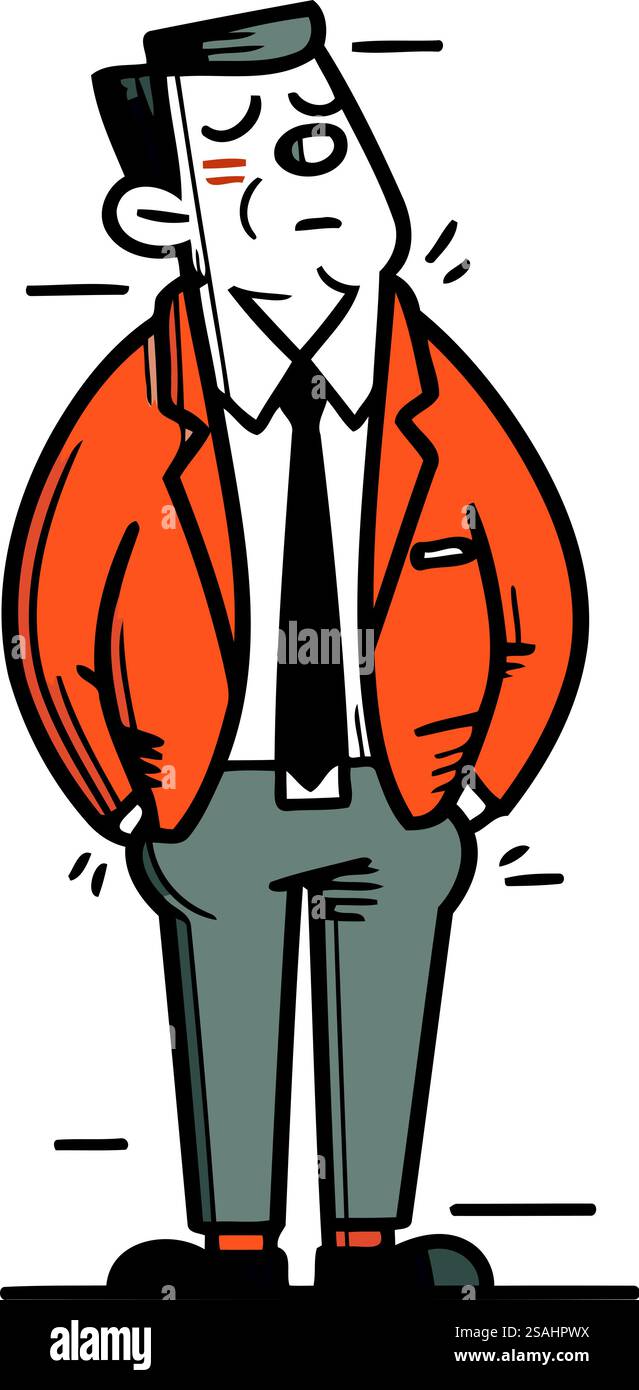 Sad old man with a mobile phone in his hand. Vector illustration Stock ...