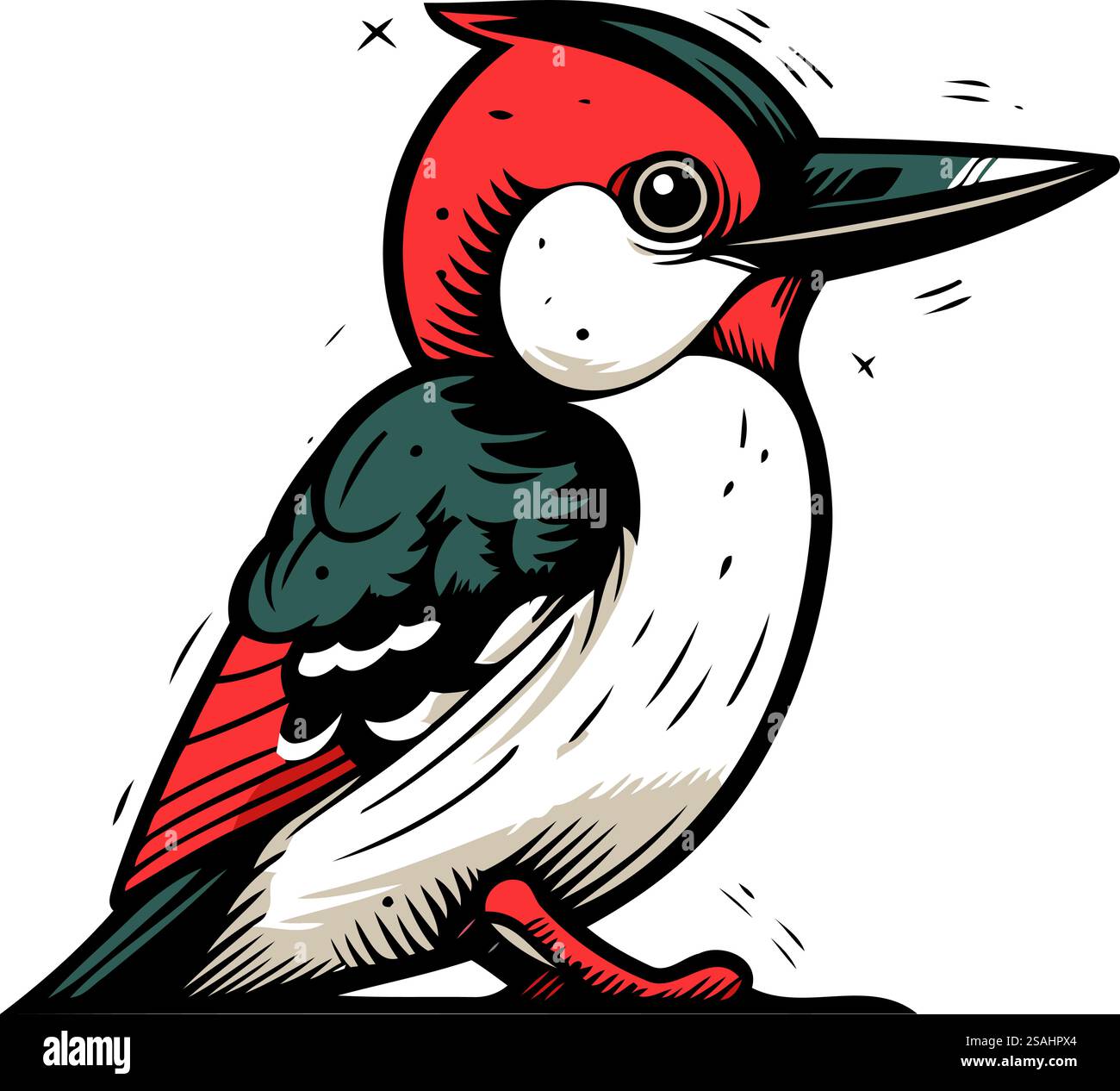 Woodpecker vector illustration. Hand drawn cartoon woodpecker Stock ...