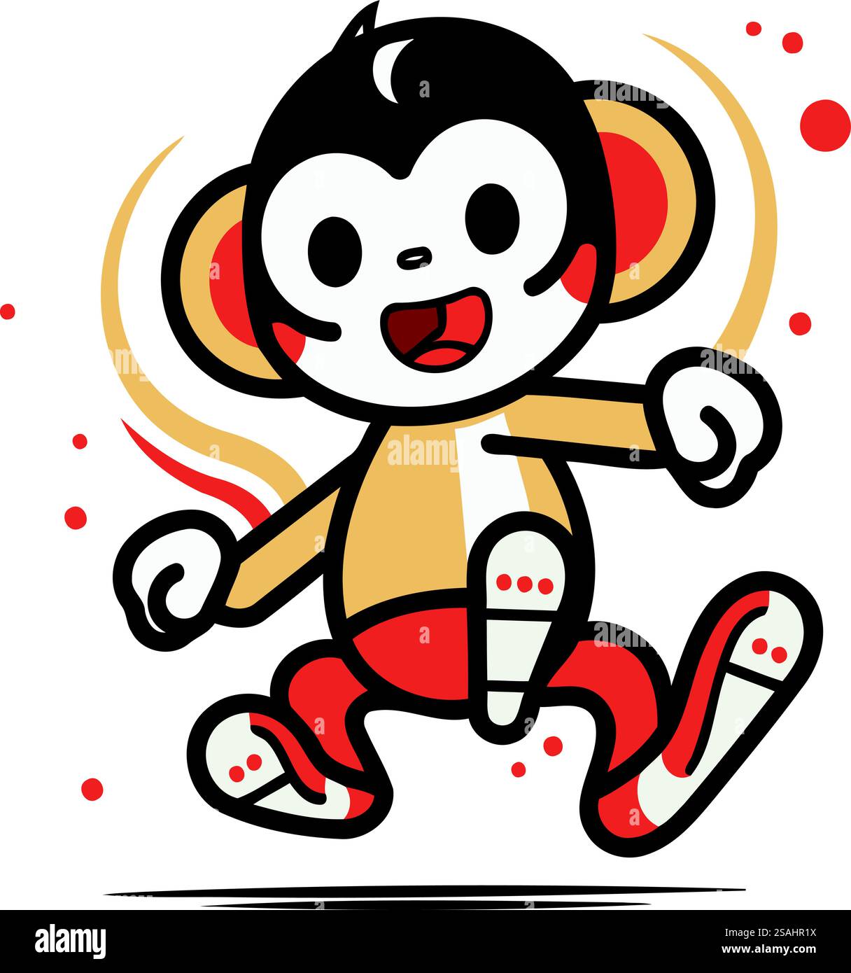 Monkey running vector illustration. Cartoon style. Isolated on white ...