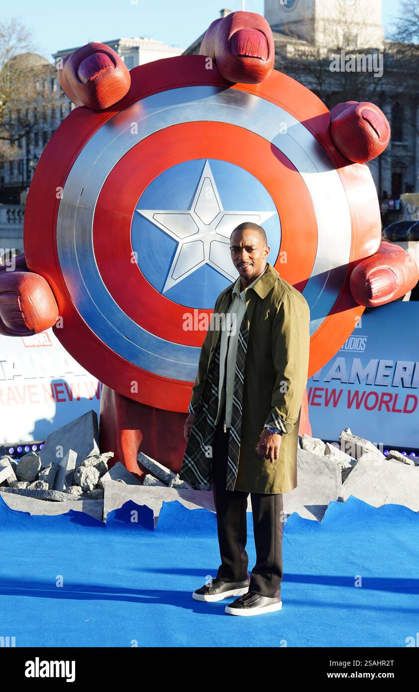 Anthony Mackie attending a photo call for Captain America: Brave New ...