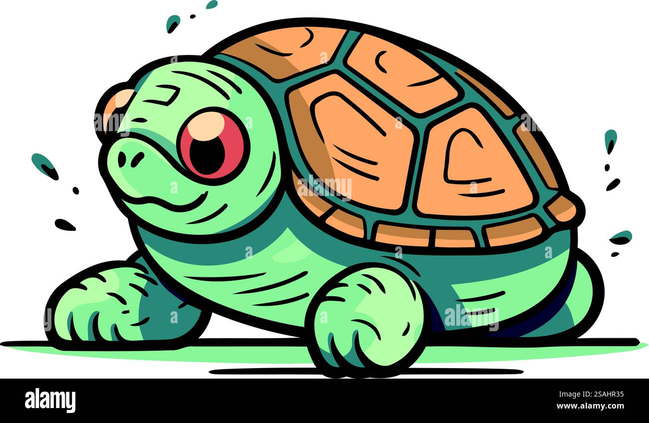 Cartoon funny turtle. Vector illustration of a cute tortoise Stock ...