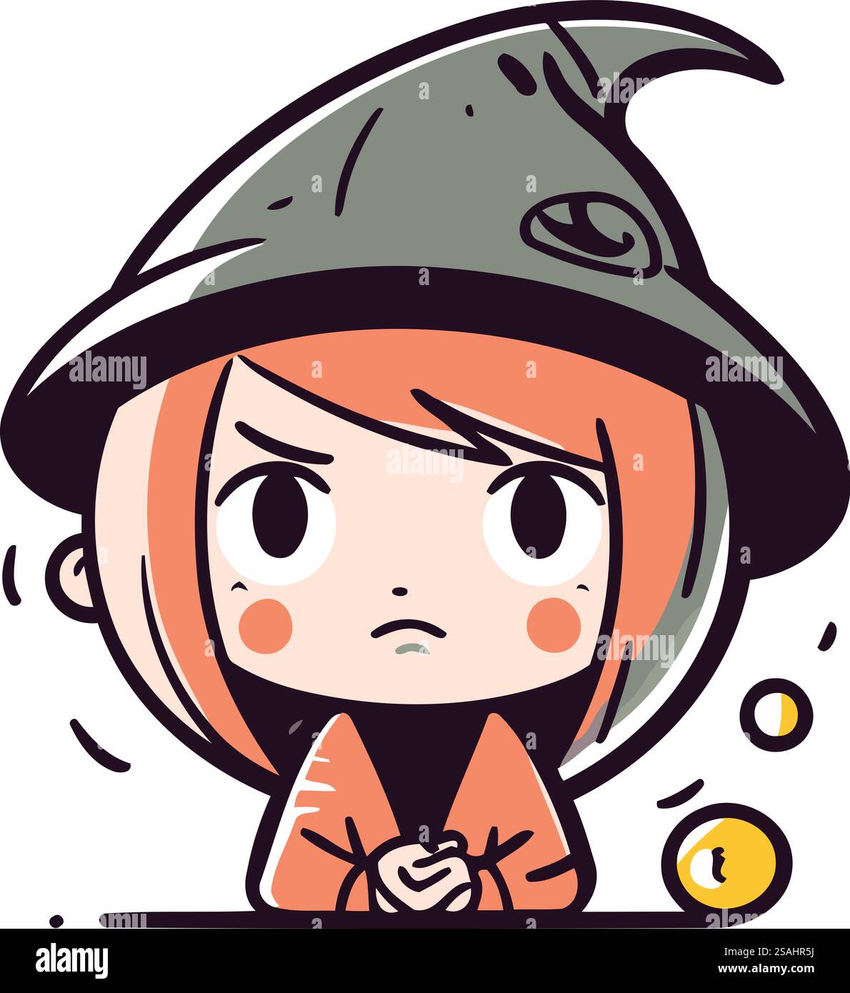 Angry witch girl. Vector illustration in cartoon style. Isolated on ...