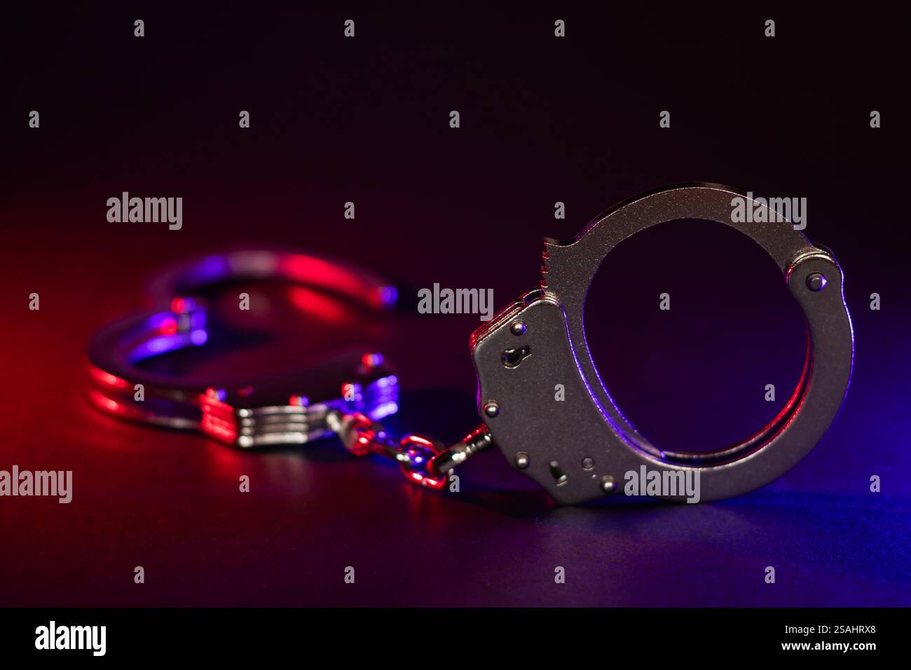 Police raid at night and you are under arrest concept. Silhouette of ...