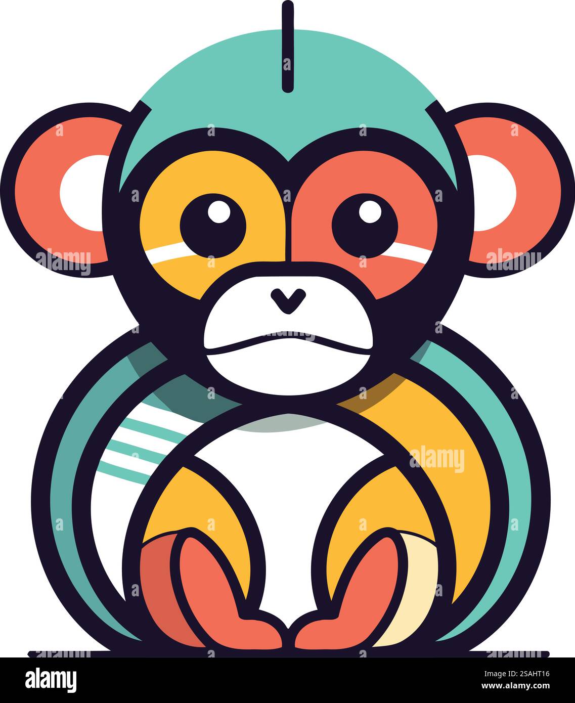 Cute cartoon monkey. Vector illustration. Isolated on white background ...