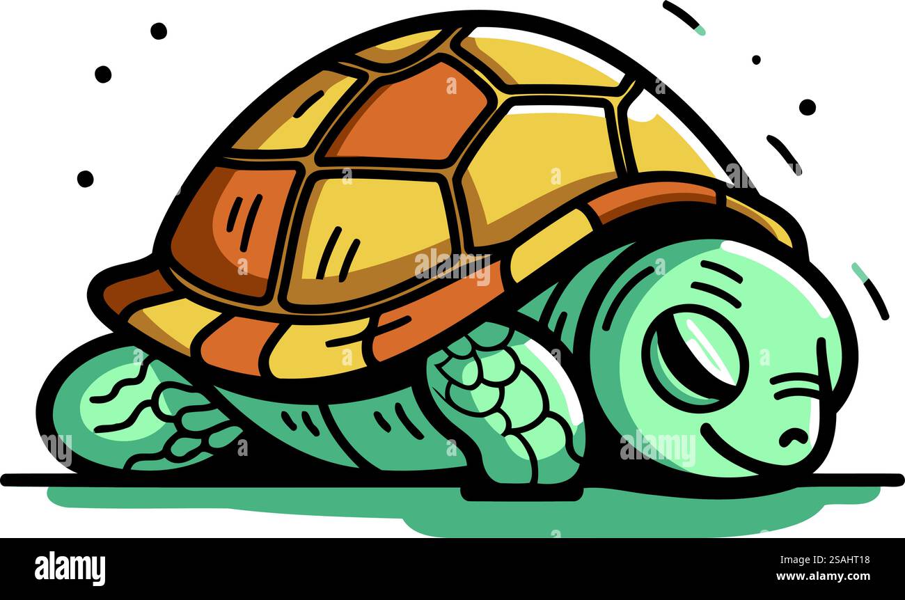 Cartoon turtle. Vector illustration of a turtle with eyes closed Stock ...