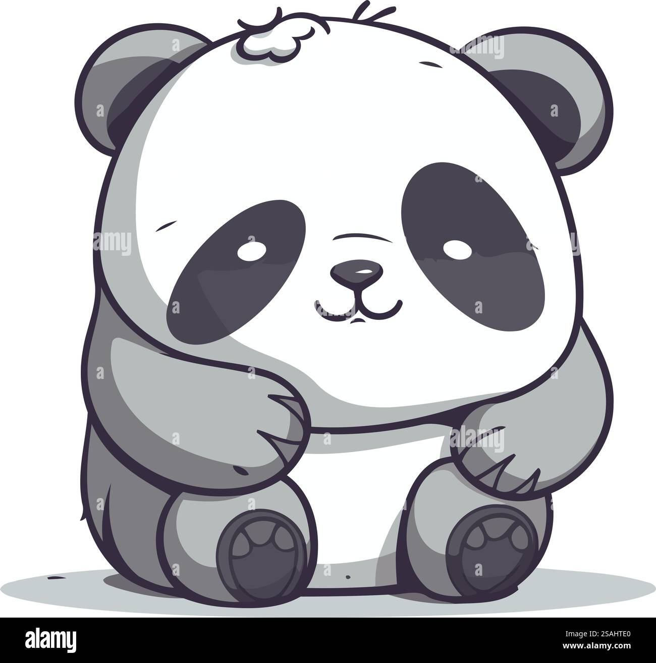 Cute panda sitting. Vector illustration of a cartoon panda Stock Vector ...