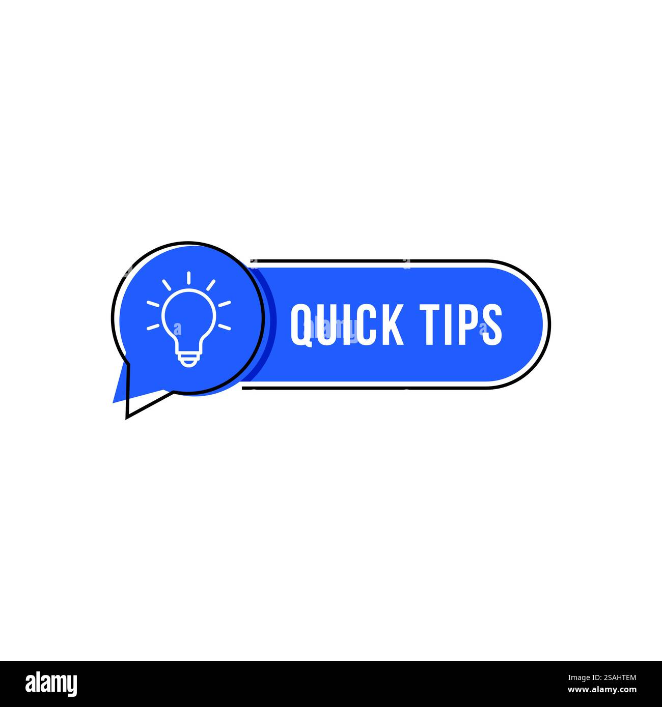 blue speech bubble with quick tips text. flat minimal trend modern faqs ...