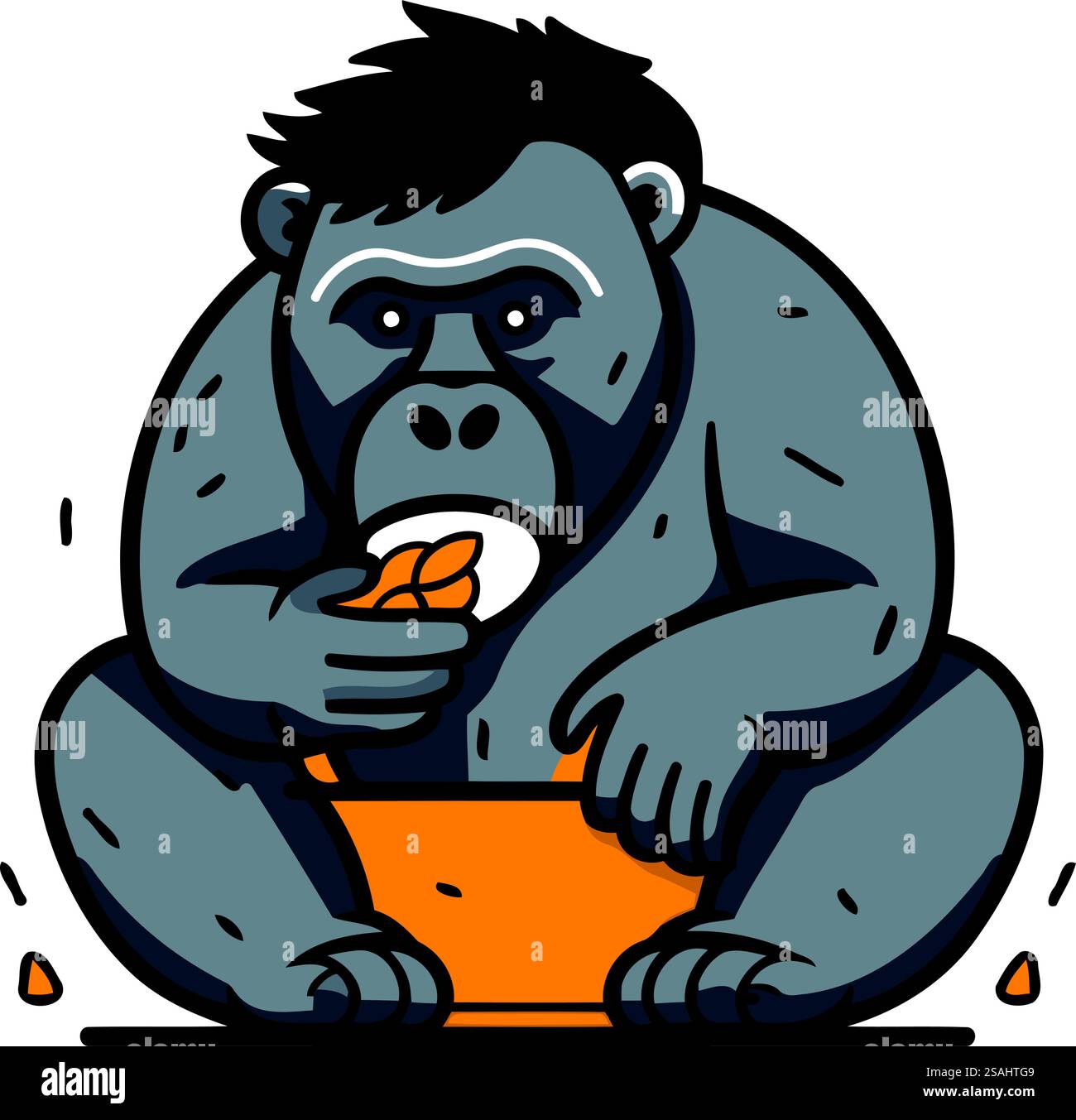 Gorilla Eating Slices of Orange Vector Cartoon Illustration Stock ...
