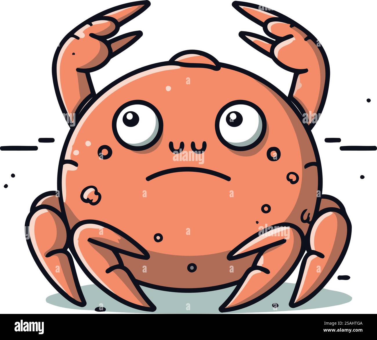 Crab cartoon character. Vector illustration of a cute crab with a sad ...