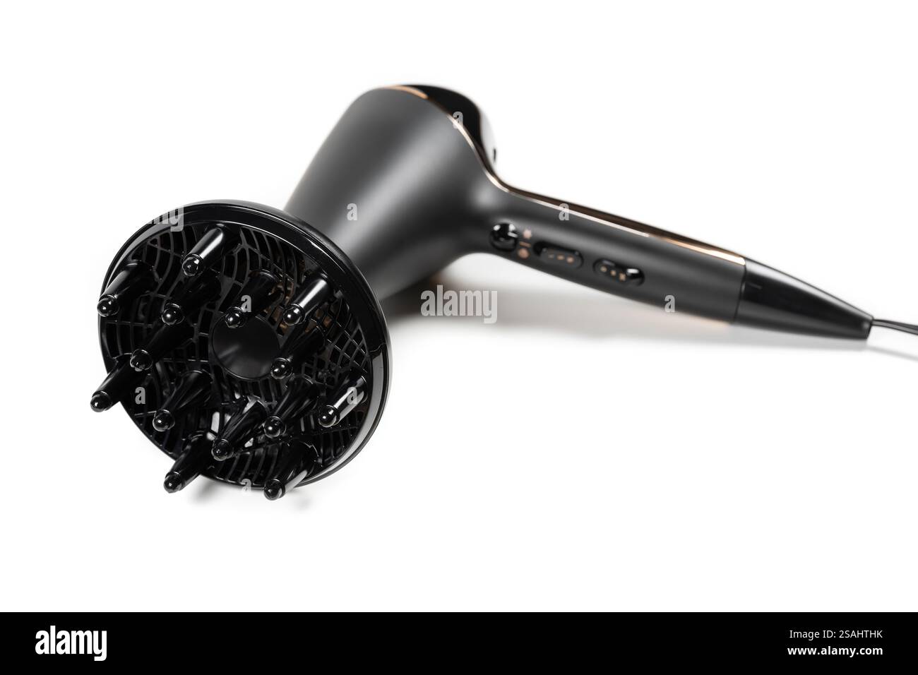 Hair dryer with diffuser rotating concentrator nozzle and a deep bowl ...