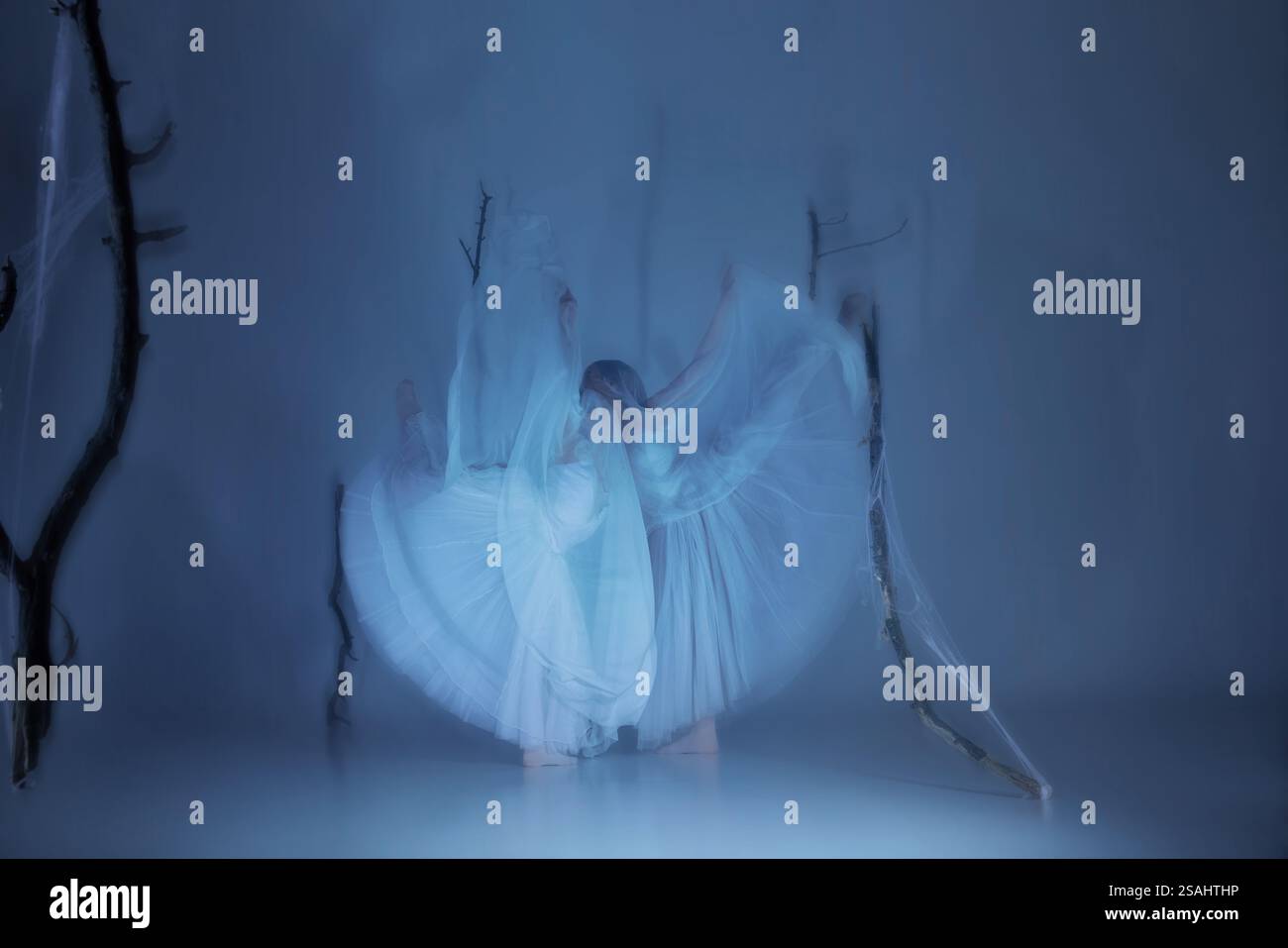 Classic ballerina in ghostly ballet, twirling with haunting grace ...