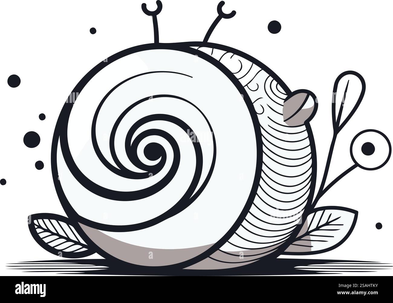 Snail in doodle style. Hand drawn vector illustration Stock Vector ...