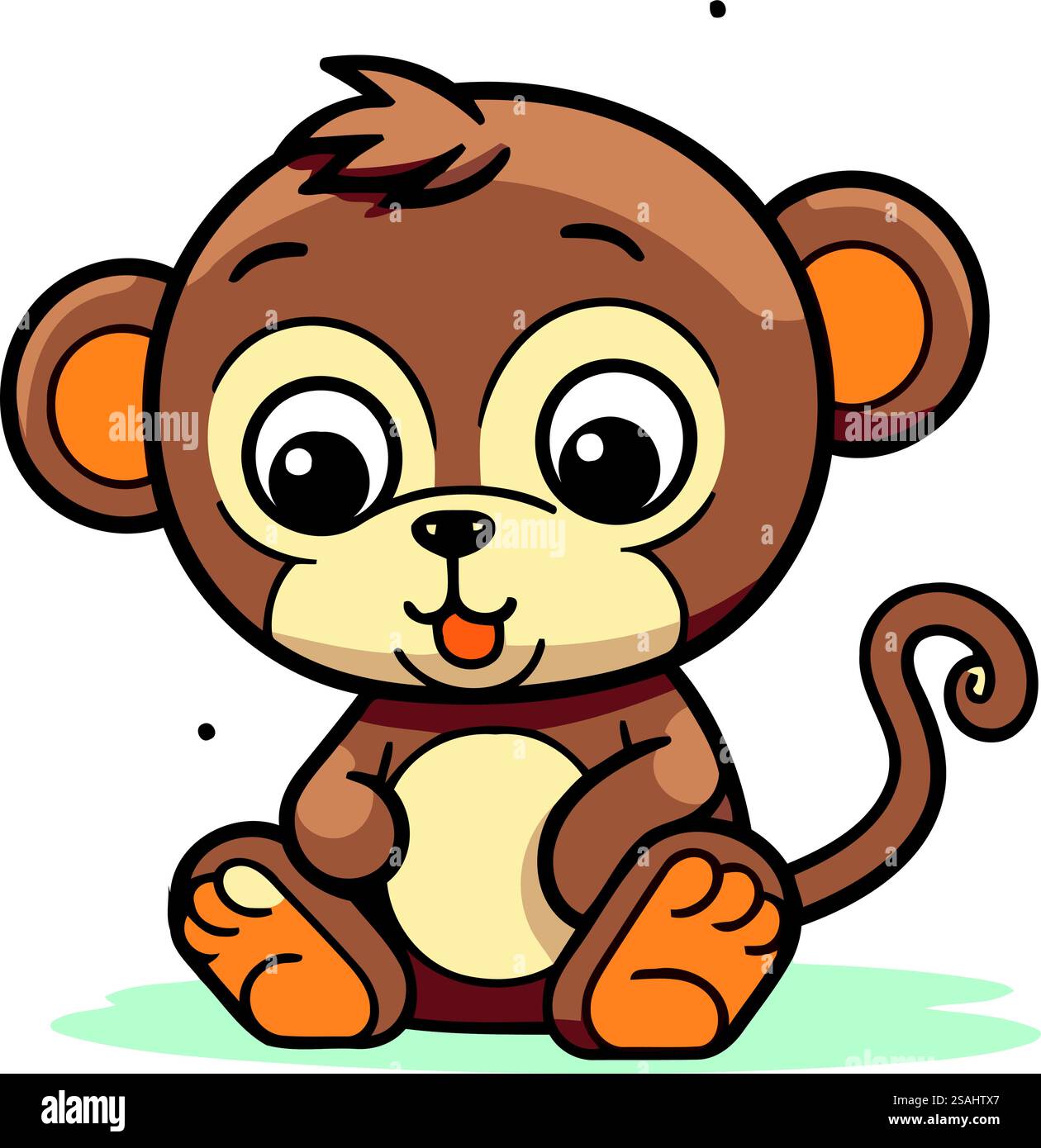 Cute cartoon monkey. Vector illustration. Isolated on white background ...