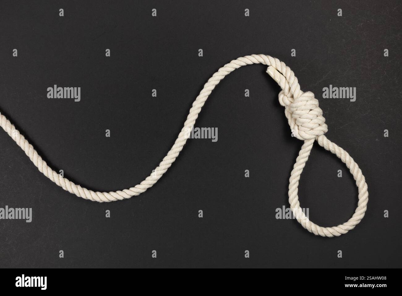 Rope noose for hangman, suicide made of natural fiber rope on dark ...