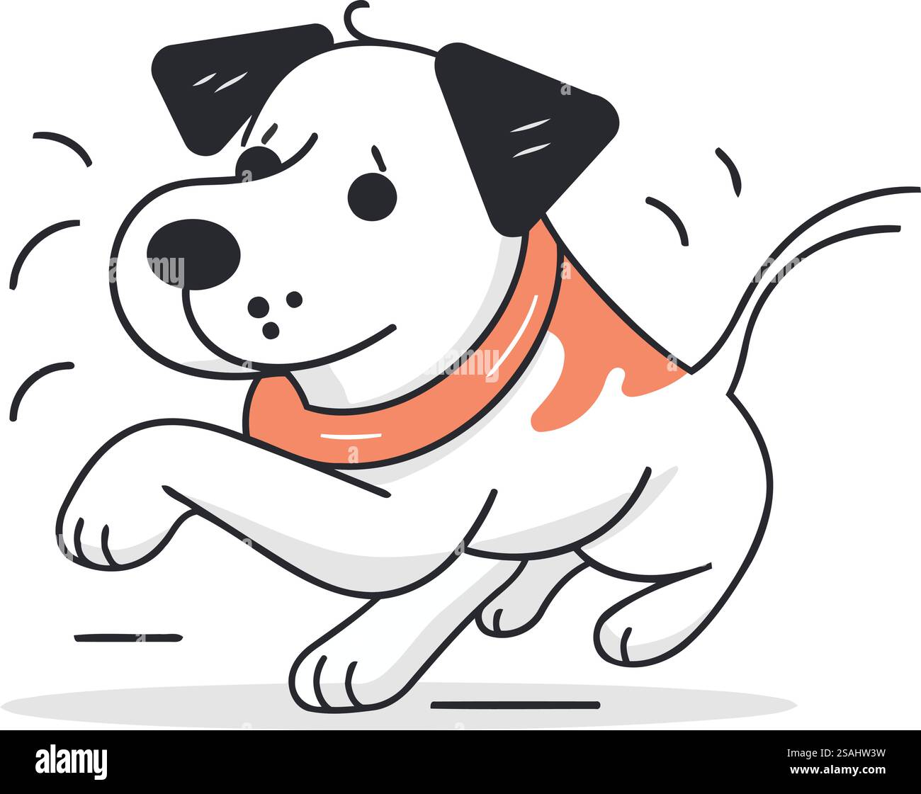 Cute cartoon dog running. Vector illustration in doodle style Stock ...