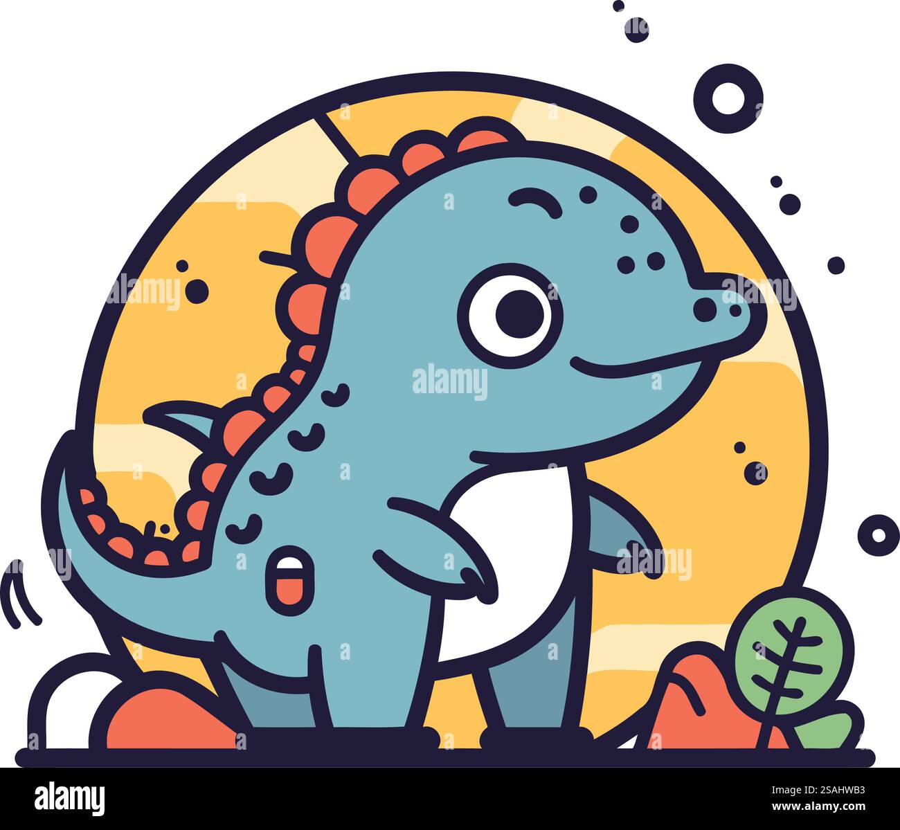 Cute dinosaur. Vector illustration in flat style. Isolated on white ...