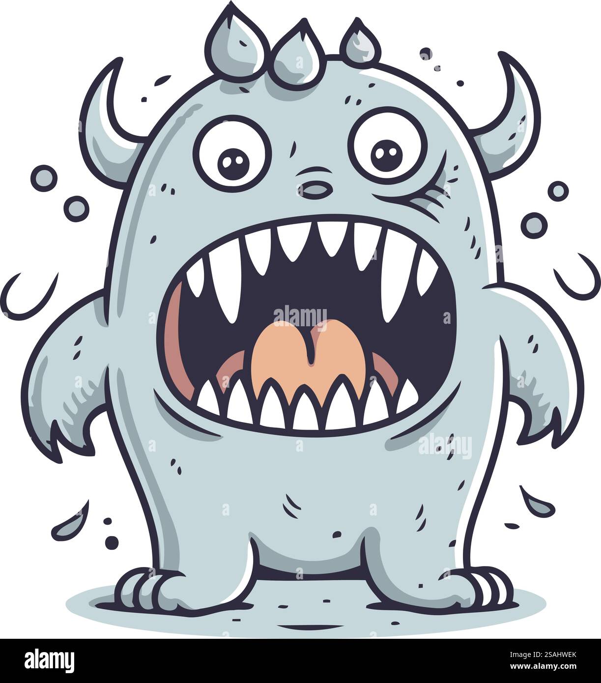 Angry cartoon monster. Vector illustration. Isolated on white ...