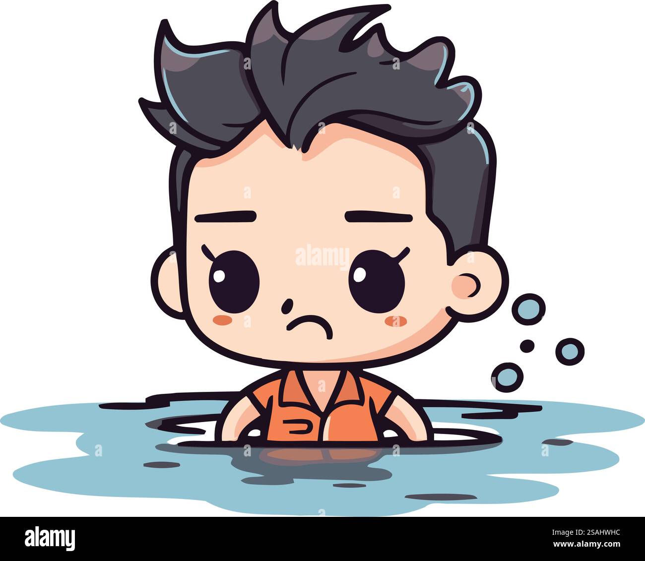 Upset Sad Boy Cute Cartoon Character Vector Illustration Stock Vector ...