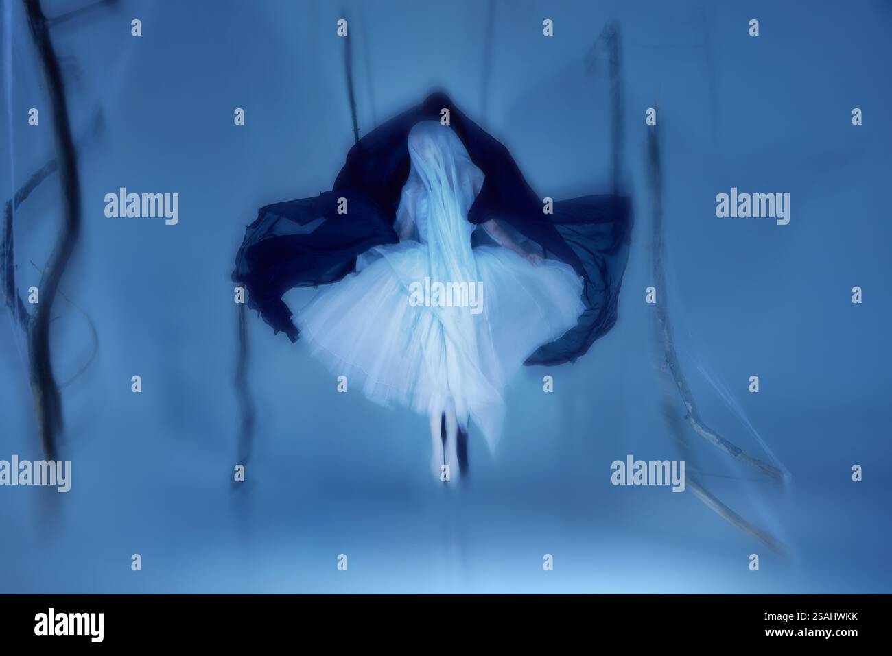 Surreal and supernatural ballet scene with two ballerinas dancing ...