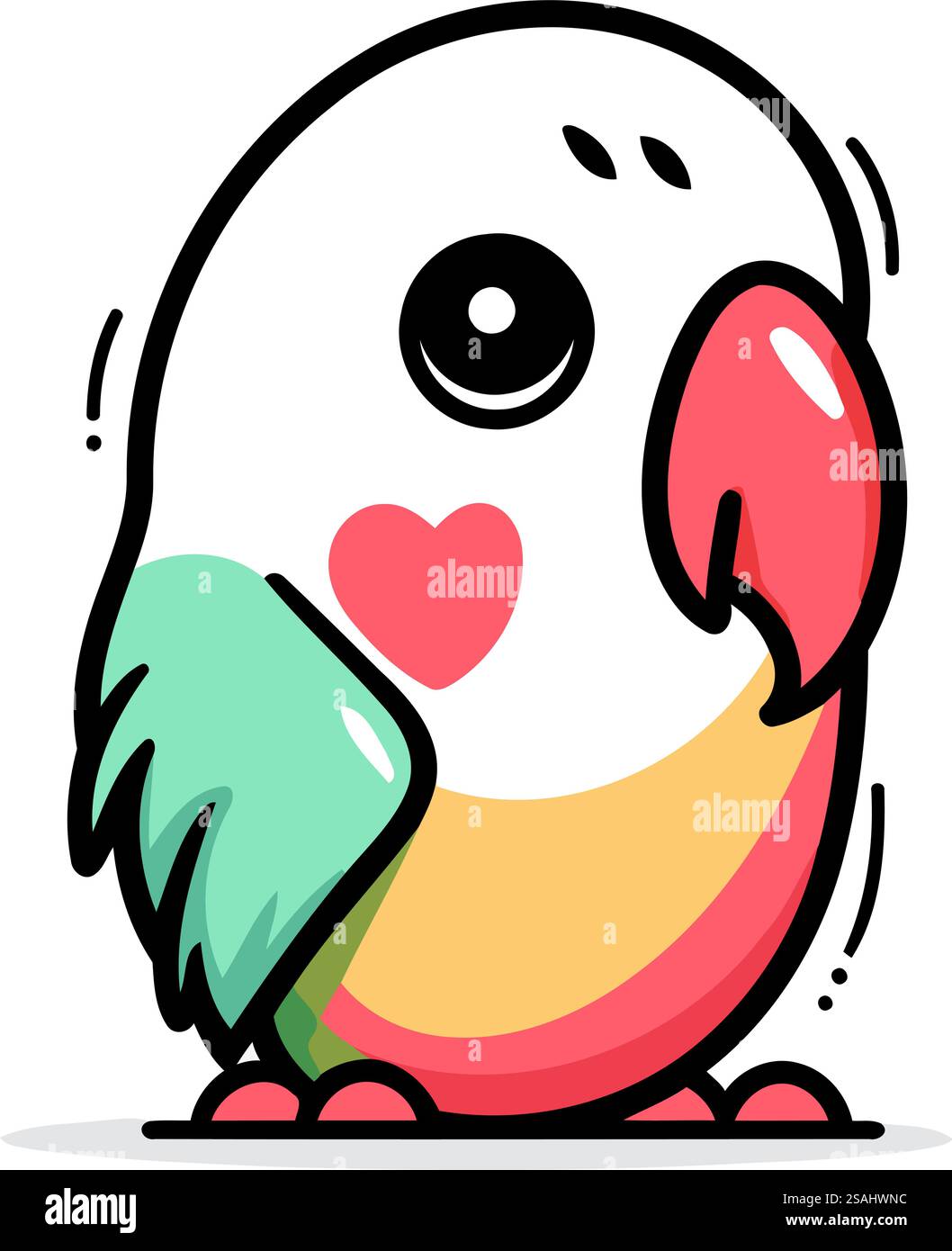 Cute parrot with heart in its beak. Vector illustration Stock Vector ...