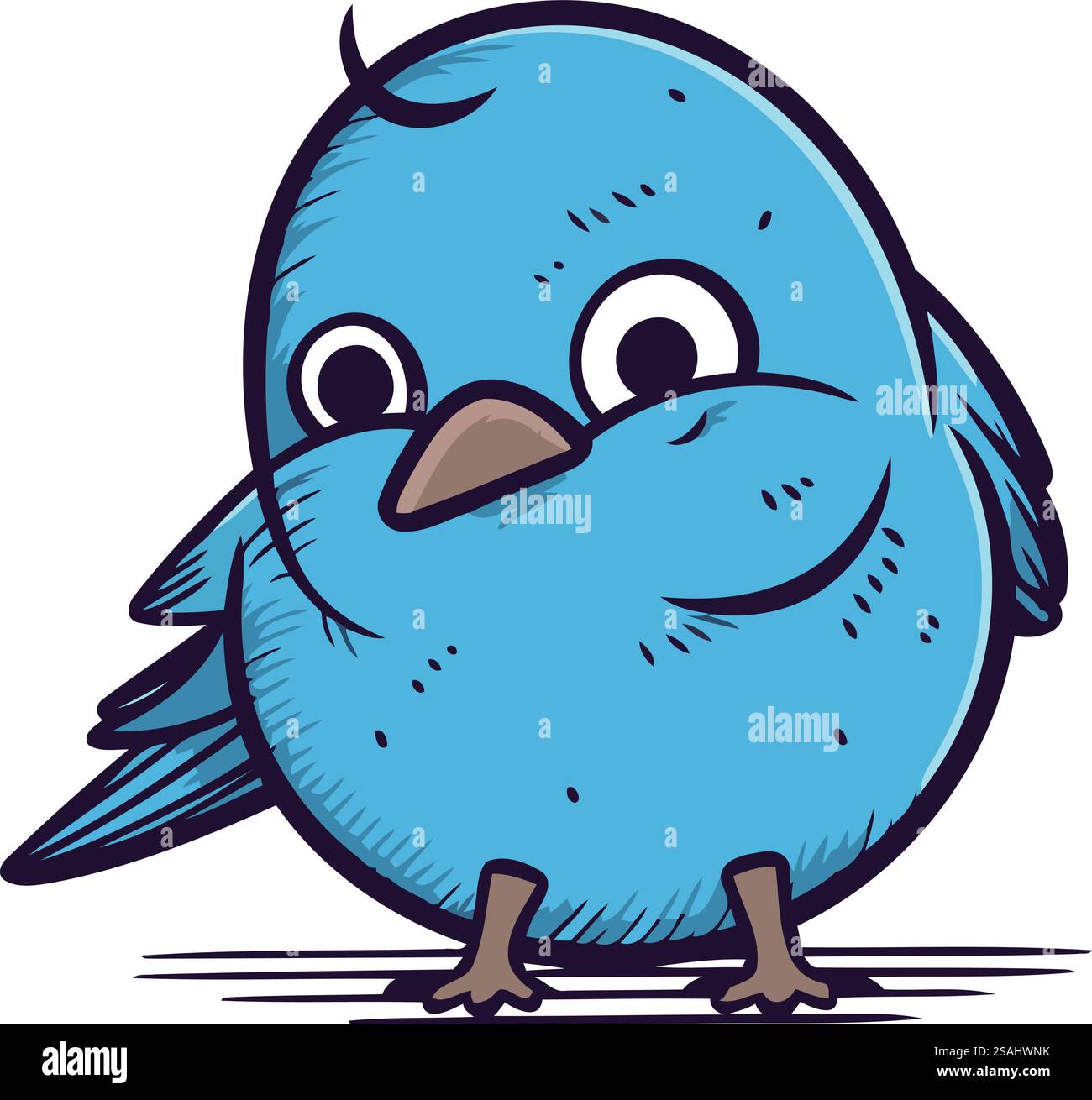 Cartoon cute blue bird isolated on white background. Vector ...