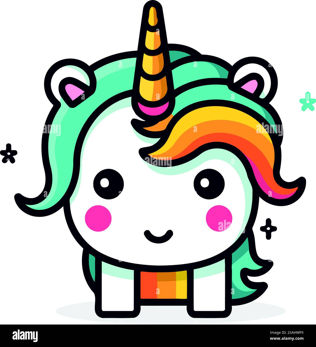 Cute unicorn with rainbow horn. Vector illustration in cartoon style ...