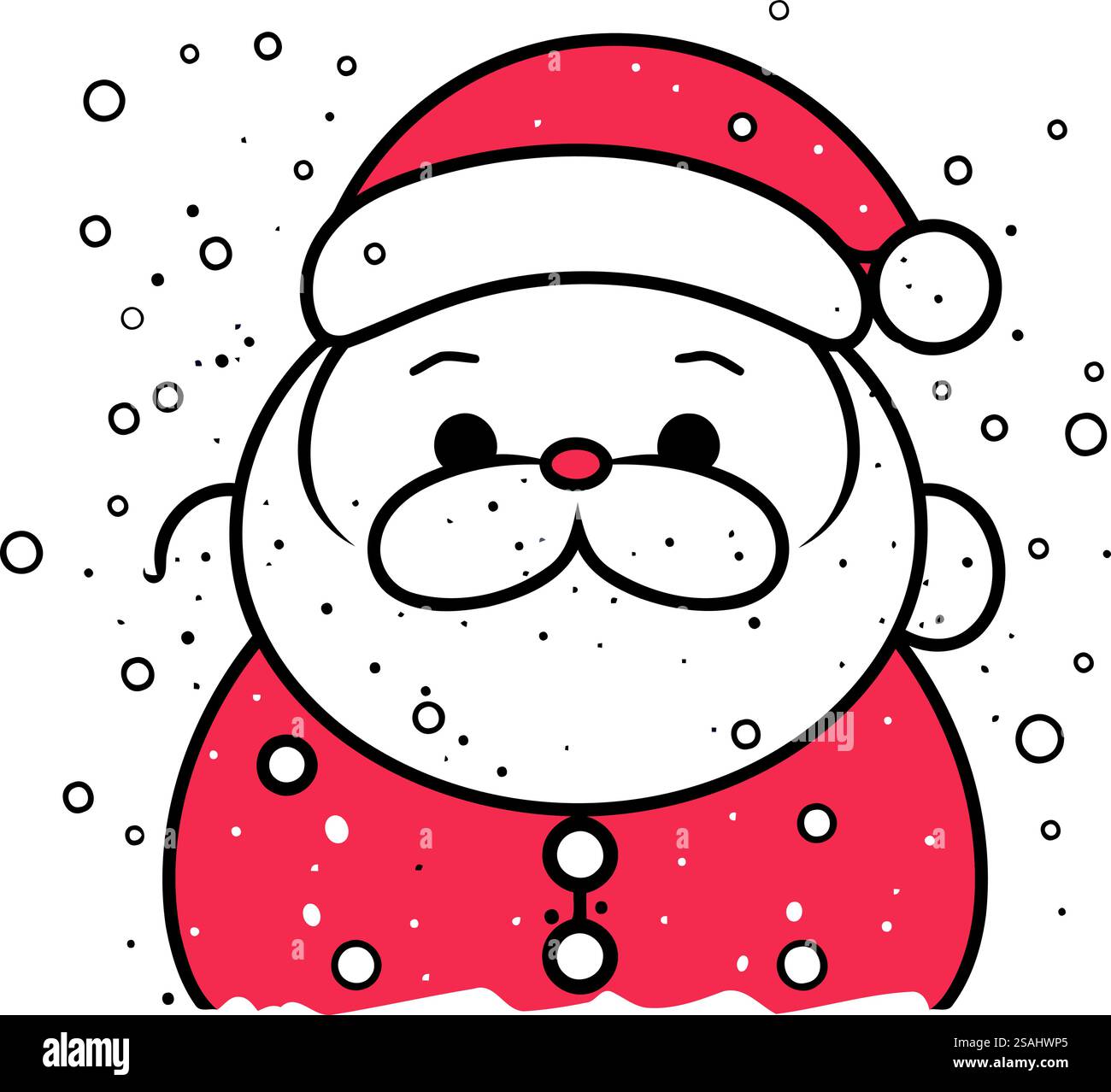 Cute cartoon snowman with Santa Claus hat. Vector illustration Stock ...
