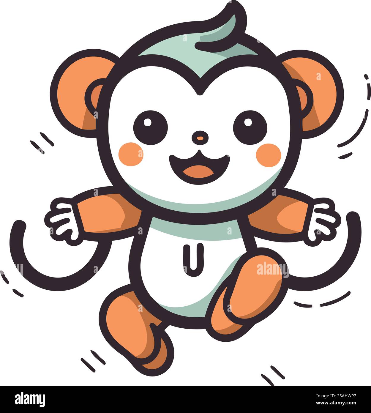 Cute little monkey cartoon character. Vector illustration isolated on ...