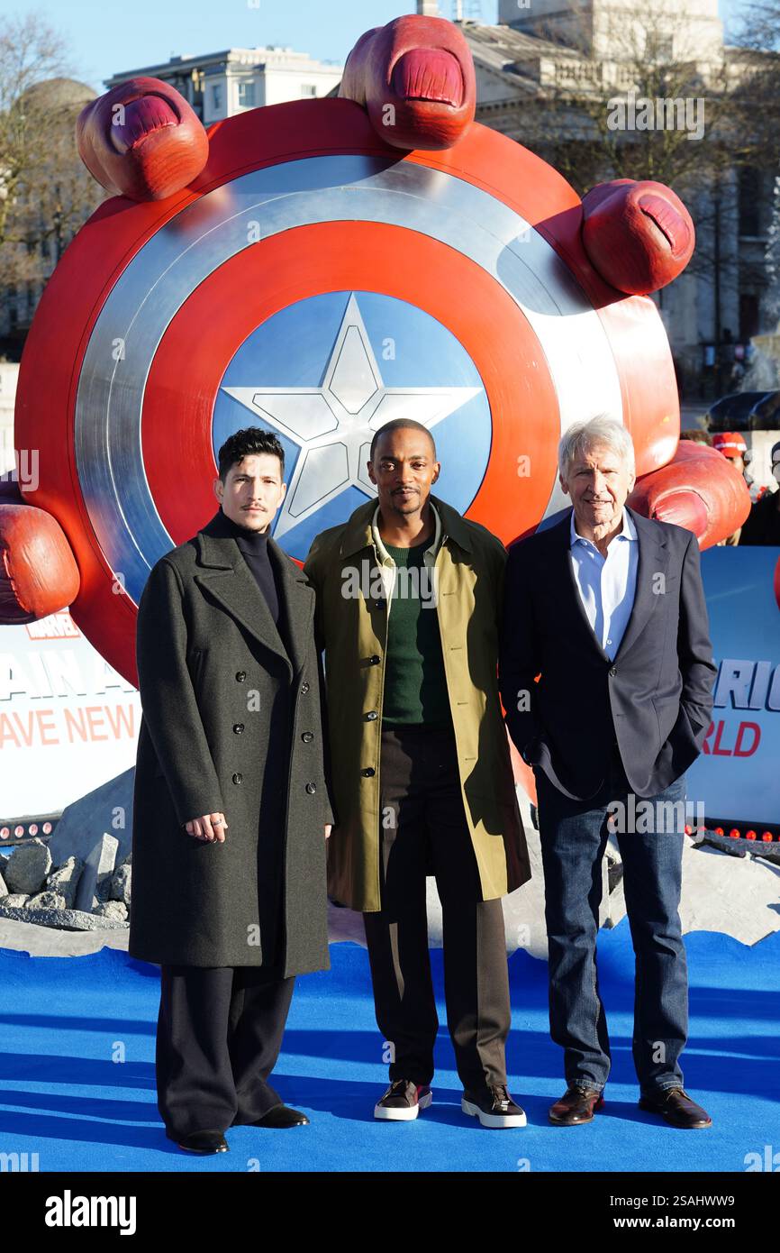 (left to right) Danny Ramirez, Anthony Mackie, and Harrison Ford attend ...