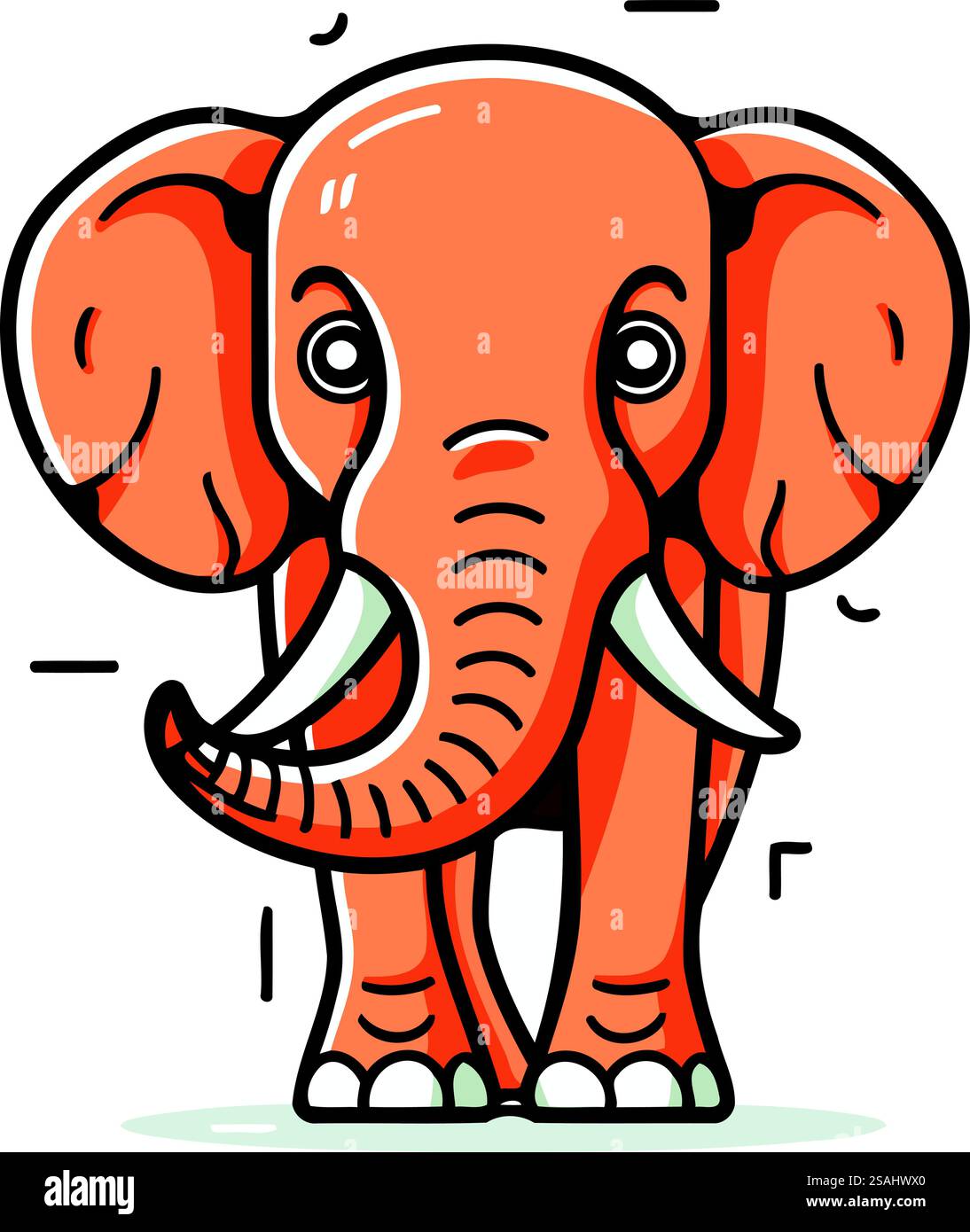 Cute elephant cartoon character. Vector illustration in a flat style ...