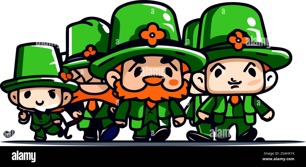 Happy leprechauns. Vector illustration in cartoon style Stock Vector ...