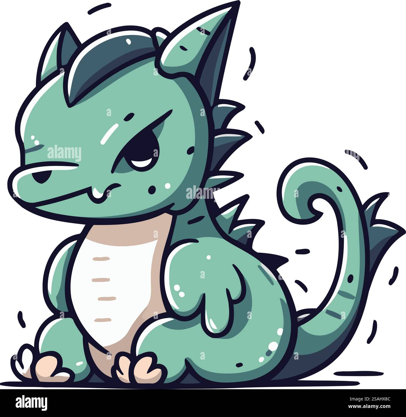 Cute cartoon dragon. Vector illustration isolated on a white background ...