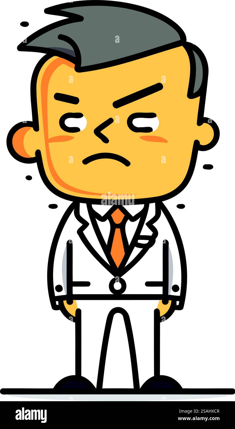Angry boss cartoon character vector illustration. Line art style design ...