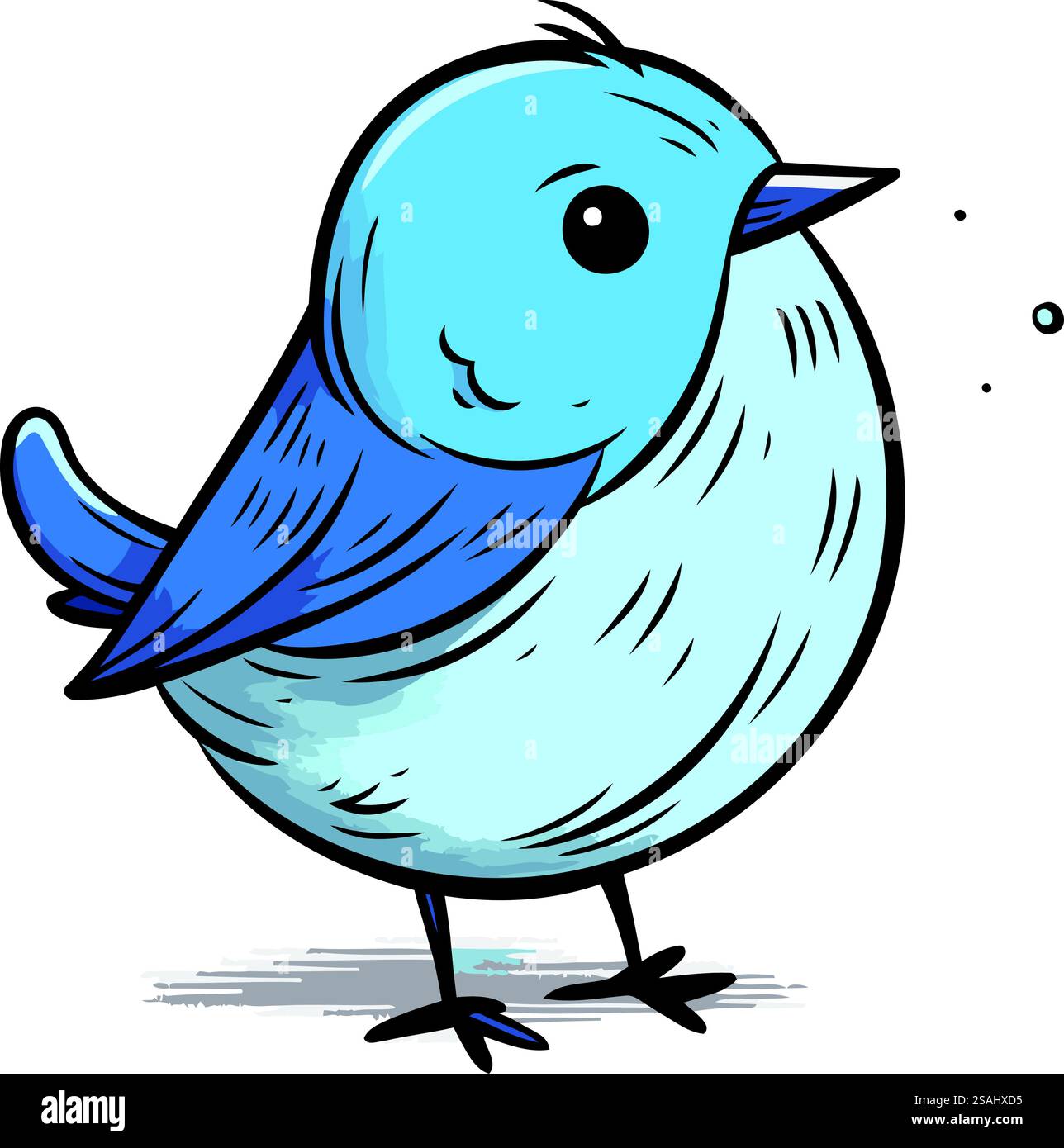 Vector illustration of a cute cartoon blue bird on a white background ...