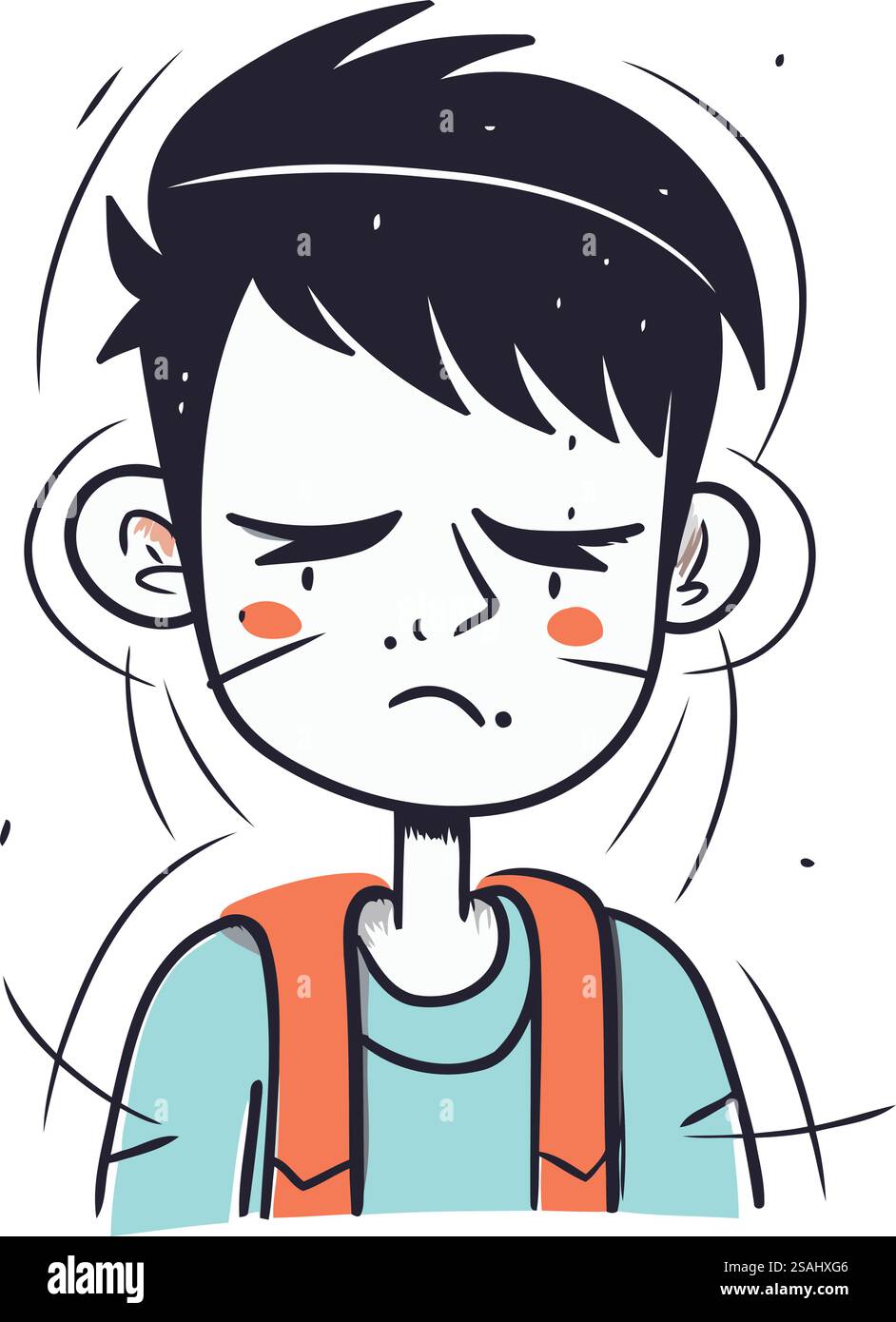 Sad boy cartoon character. Vector illustration in doodle style Stock ...