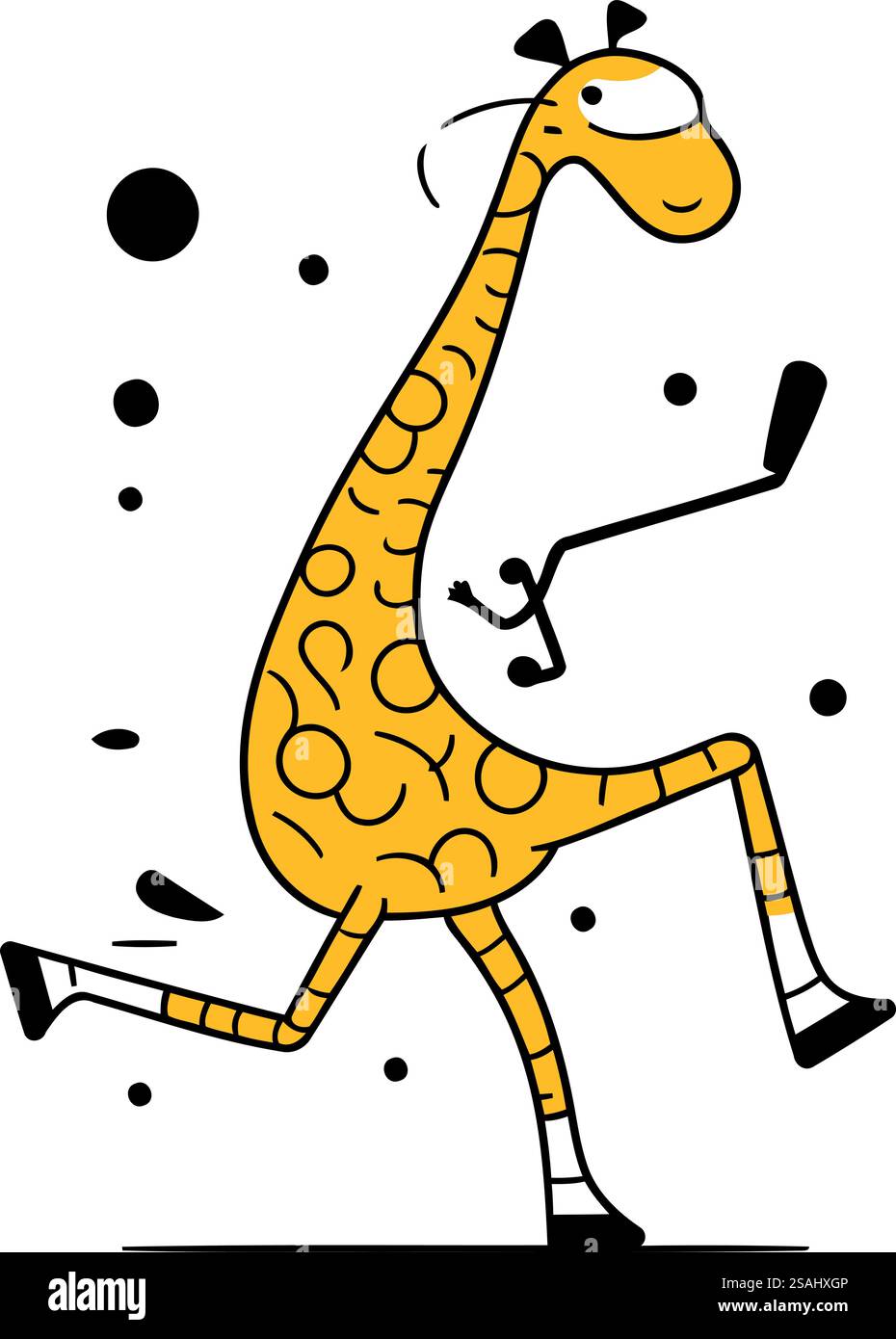 Cute giraffe dancing. Vector illustration in flat cartoon style Stock ...