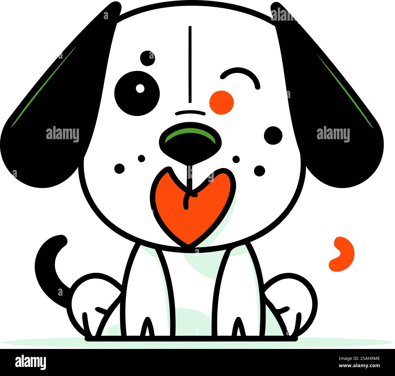 Cute cartoon dog with heart. Vector illustration in flat style Stock ...