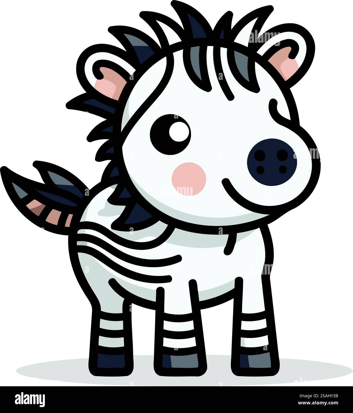 Zebra cute animal character cartoon vector illustration. Simple flat ...