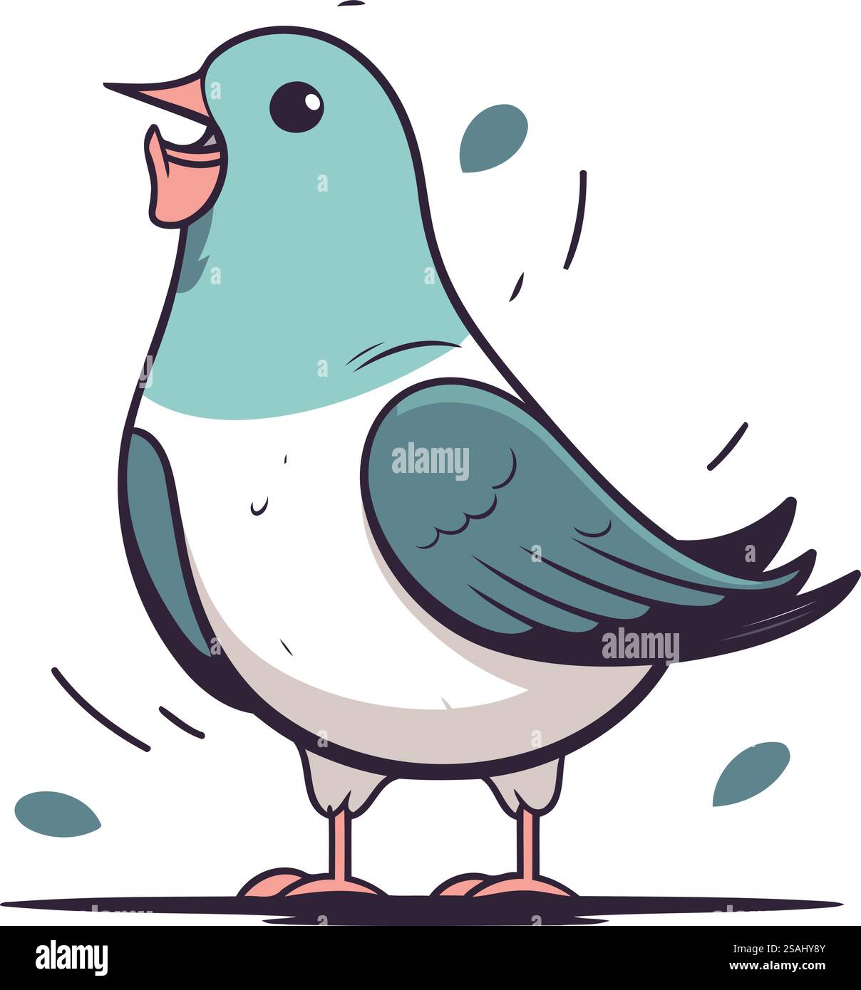 Pigeon bird vector illustration. Cute cartoon doodle character Stock ...