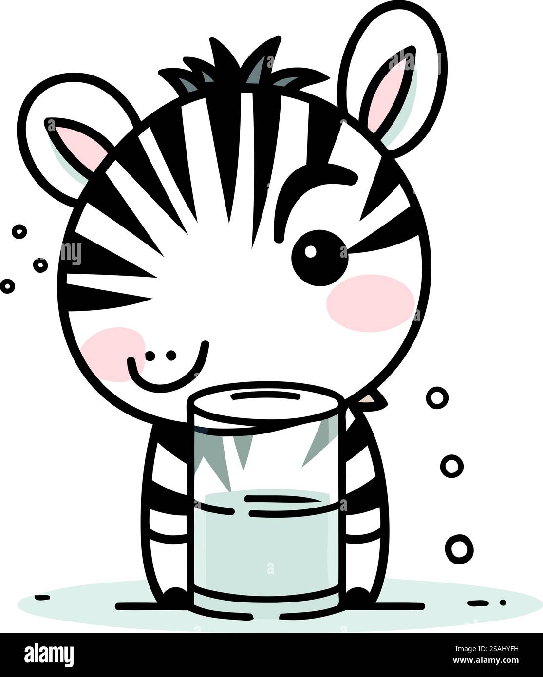 Zebra drink milk. Cute cartoon character. Vector illustration Stock ...