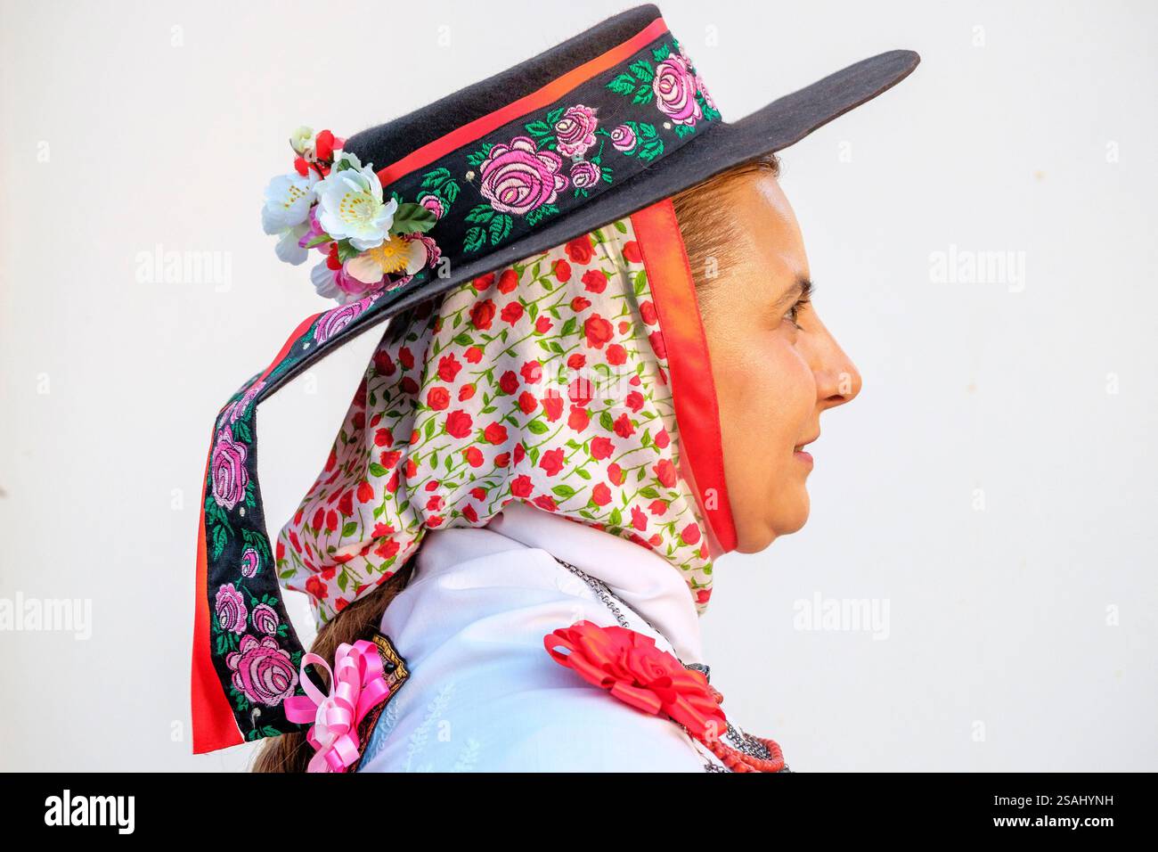 detail of traditional women's costume, Traditional country dance "ball ...