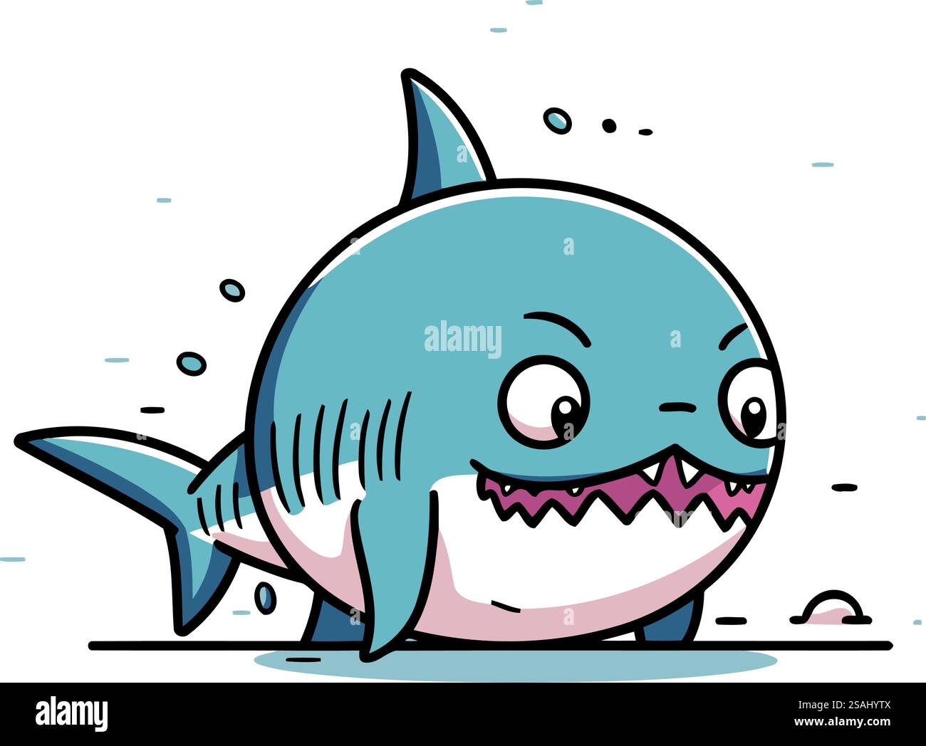 Cute Cartoon Shark Vector Illustration. Cute Fish Character Stock ...