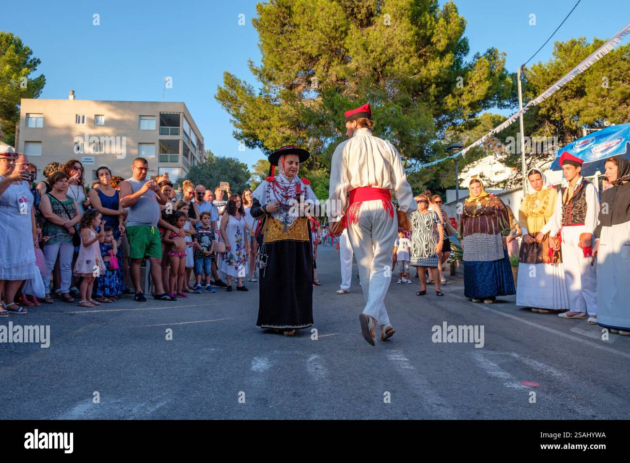 couples dancing, Traditional country dance "ball pagès", typical Ibizan ...